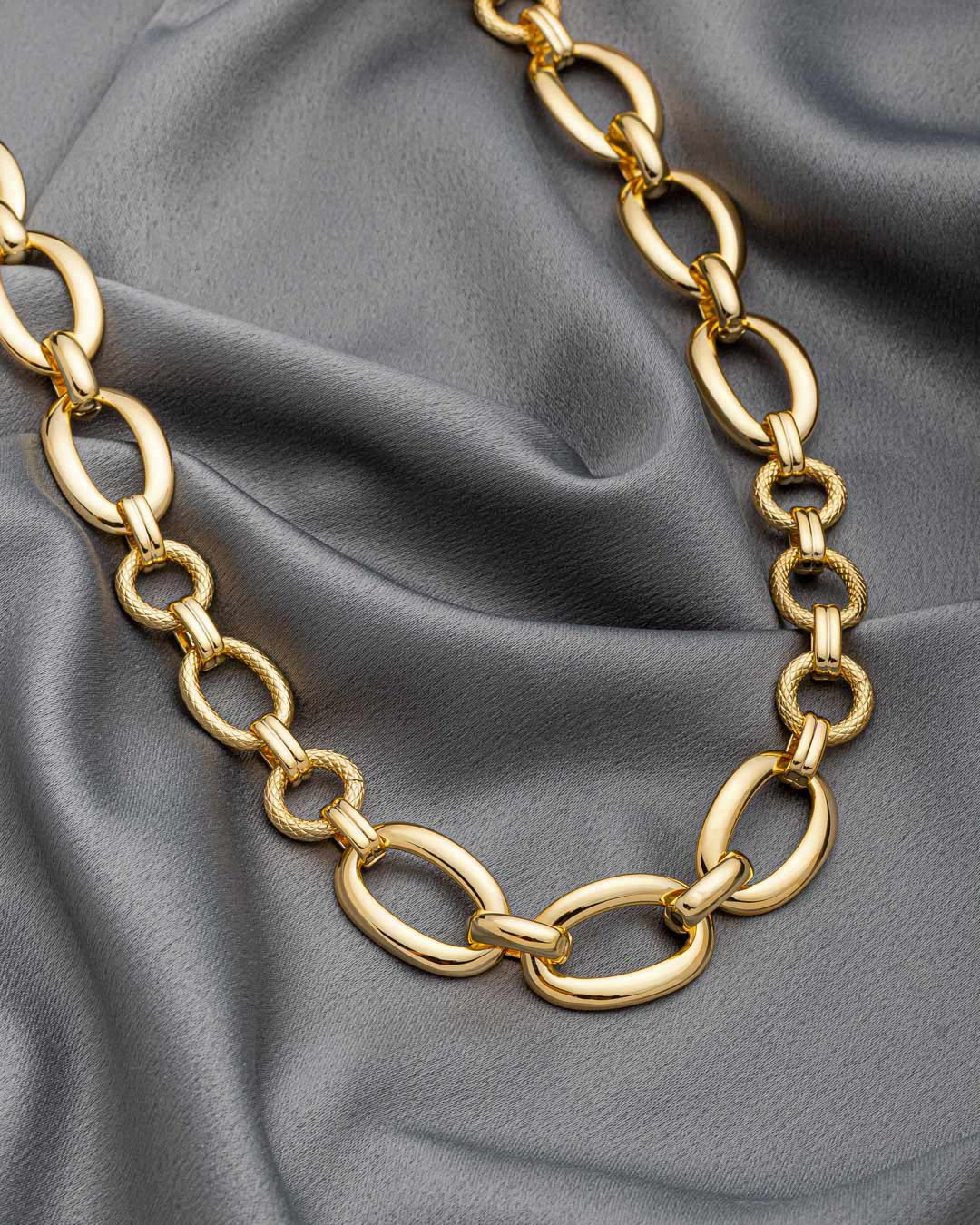 CORRENTE ELOS GRANDES IRREGULARES SEMIJOIA BANHADA OURO 18K 45CM ...